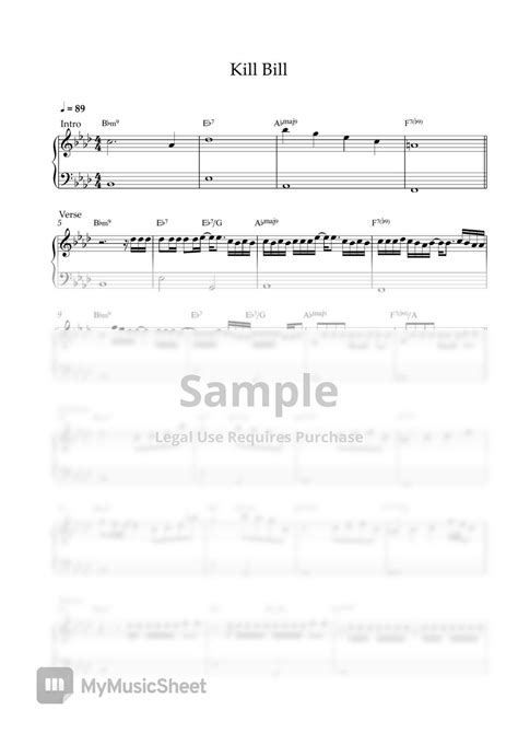 Sza Kill Bill Easy Piano Sheet Hoja By Pianella Piano