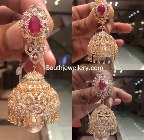 Diamond Ruby Jhumkas Indian Jewellery Designs