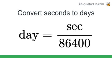 Seconds → Days Converter Sec To Day Time Converter Online Calculator