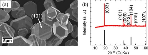 A Sem Image And B Xrd Pattern Of Single Crystalline Licoo 2