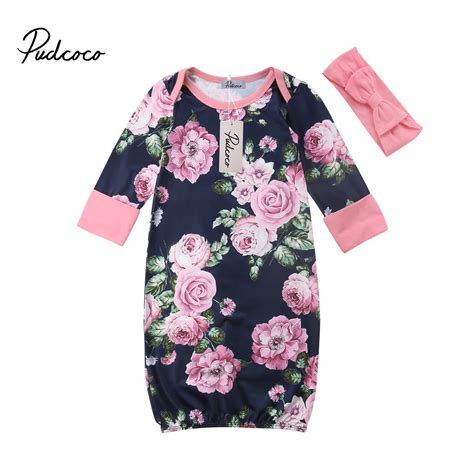 0 12 M 2 Pcs 신생아 유아 유아용 아기 담요 담요 잠자는 꽃 랩 긴 소매 Romper 수건 머리띠 수면 용슬리핑 백