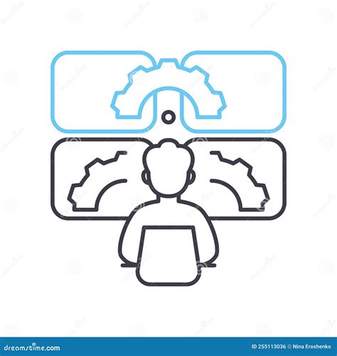 Remote Monitoring Line Icon Outline Symbol Vector Illustration