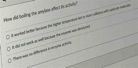 How Did Boiling The Amylase Affect Its Activity T Worked Better