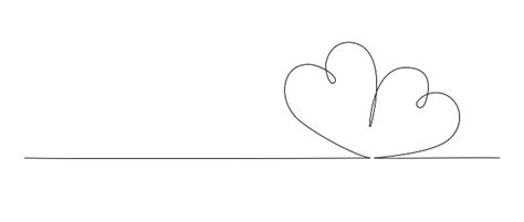 하나의 연속적인 선 그리기에 두 개의 하트가 있습니다 사랑 로맨스 발렌타인 데이의 개념은 단순한 선형 스타일입니다 벡터 일러스트 레이 션 손으로 그린 낙서 모노라인 검은색에