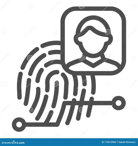 Fingerprint Identity Line Icon Biometric Scanning Person Recognition Stock Vector