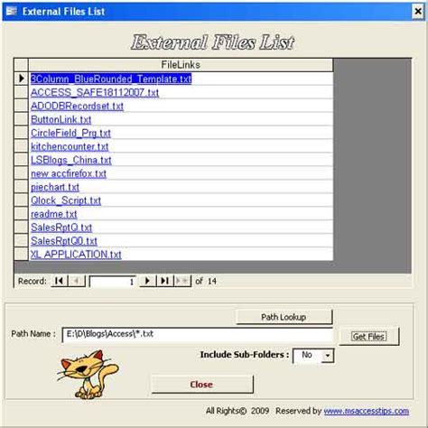 external files list in hyperlinks ~ learn ms access tips and tricks