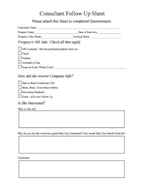 Fillable Online Consultant Follow Up Sheet Moledaonline Fax Email Print Pdffiller