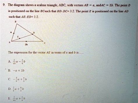 Solved The Diagram Shows A Scalene Triangle Abc With Vectors Ab 0