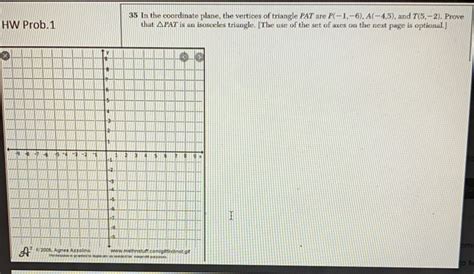 Solved 35 In The Coordinate Plane The Vertices Of Triangle Pat Are P