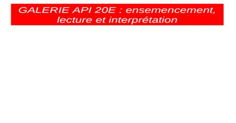 Galerie Api 20e Ensemencement Lecture Et Interprétation Galerie Api 20e Ensemencement Lecture Et Interprétation
