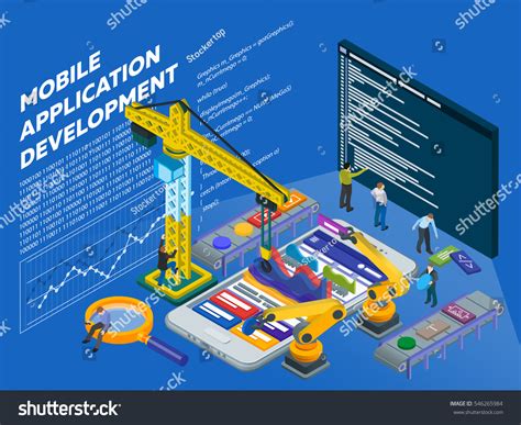 Mobile App Development Flat 3d Isometric Stock Vector Royalty Free