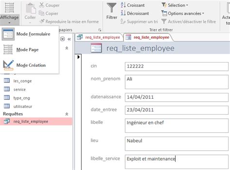 les objets d une base de données microsoft access apcpedagogie