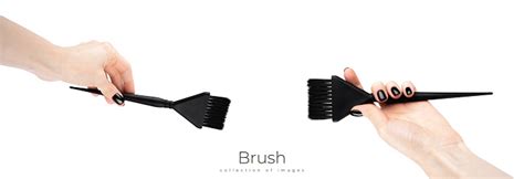 하얀 배경에 분리된 검은색 전문 헤어 컬러 브러시를 들고 있는 여자의 손 개인 장식품에 대한 스톡 사진 및 기타 이미지 개인 장식품 개체 그룹 건강관리와 의술