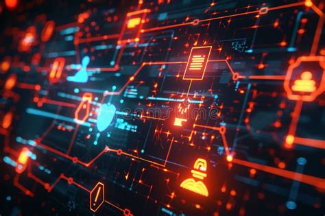 Conceptual Image Of A Web Interface Showing Icons For Malware And Hacking Alerts Stock