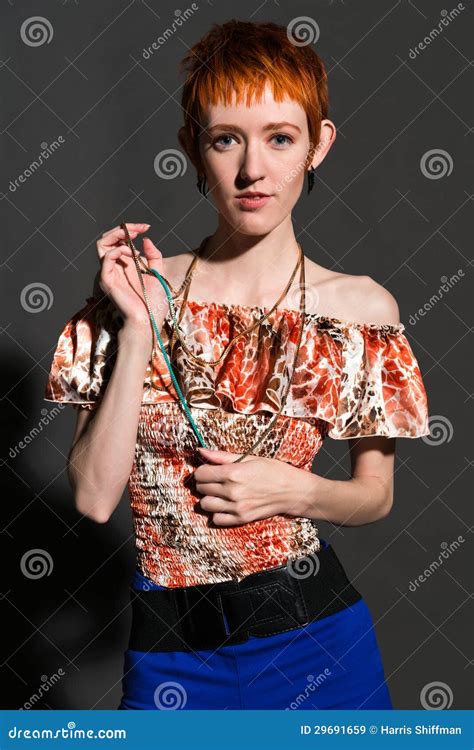 Redhead Stock Image Image Of Thin Print Attractive