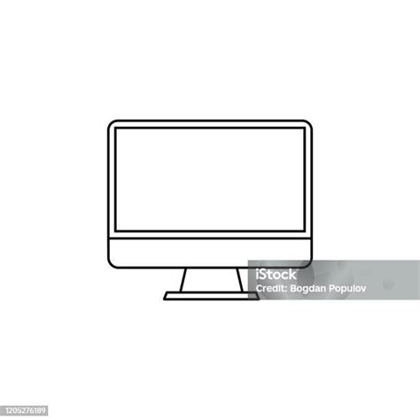 모니터 Pc 아이콘 컴퓨터 화면 평면 스타일 흰색 배경에 그림자 0명에 대한 스톡 벡터 아트 및 기타 이미지 0명 3차원 형태 Lcd Istock