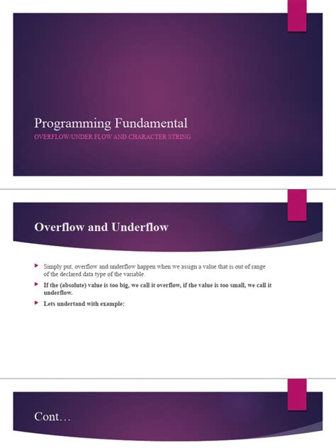 programming fundamental overflow under flow and character string pdf