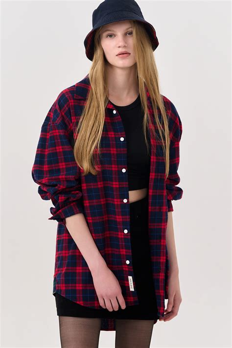 제너럴아이디어 Unisex 스탠다드 타탄체크 셔츠 [red]