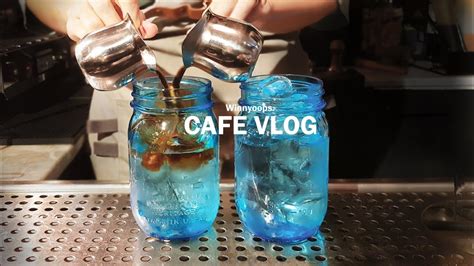 Engcafe Vlog 개인카페 알바 브이로그음료제조어두운 감성카페초코팬케이크코코넛망고스무디민트초코라떼런던포그