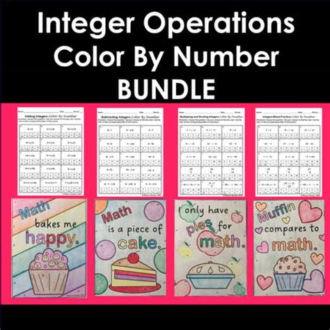 Integer Operations Bundle Color By Number Activities By Sharon Kardos