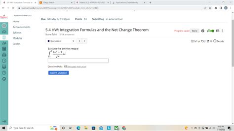 Solved HW Integration Formulas And The Net Change Chegg Com