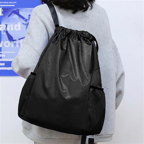 Backpack String Bag Sackpack Water Resistant Nylon For Gym Shopping