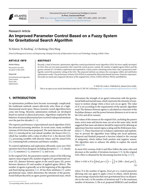 Pdf An Improved Parameter Control Based On A Fuzzy System For