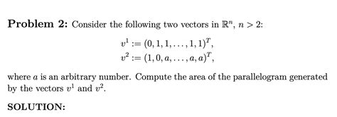 Solved Problem 2 Consider The Following Two Vectors In