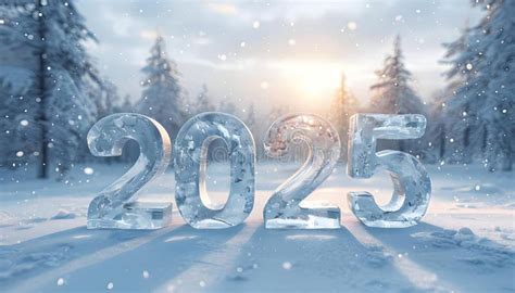 Frozen 2025 Numbers In Winter Landscape Background Ai Image Stock