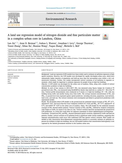 2019 A Land Use Regression Model Kriging No2 Pm25 China Pdf Cross Validation
