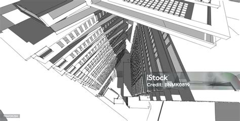 3d 일러스트레이션 아키텍처 건물 원근 선 0명에 대한 스톡 사진 및 기타 이미지 0명 3차원 형태 개념 Istock