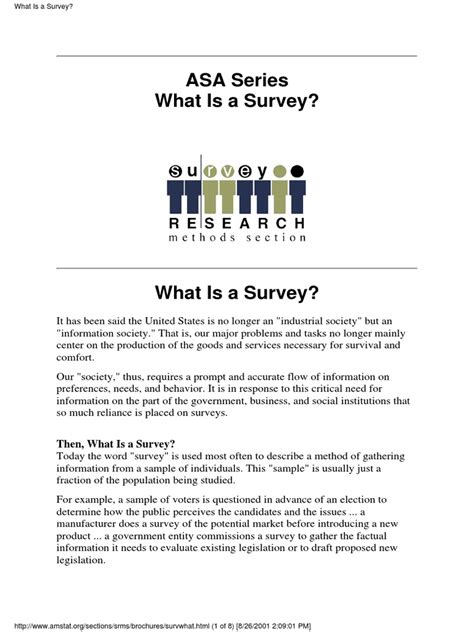What Is A Survey Pdf Survey Methodology Sampling Statistics