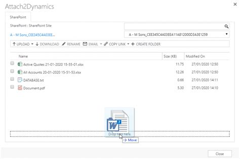 Friendly UI To Drag And Drop Multiple Files And Folders From CRM To Cloud Storages Microsoft