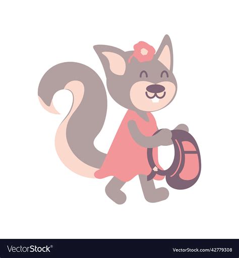 Female Squirrel With Backpack Royalty Free Vector Image