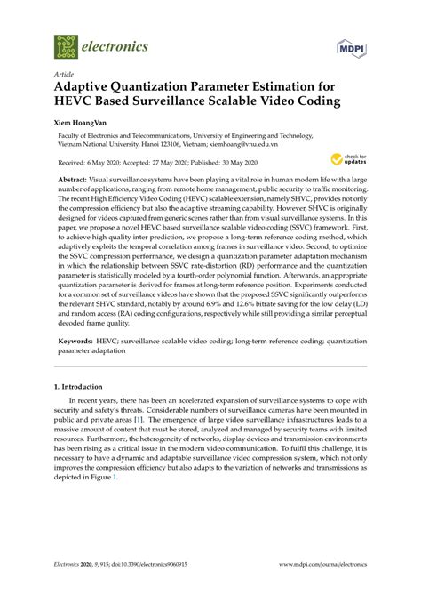 Pdf Adaptive Quantization Parameter Estimation For Hevc Based