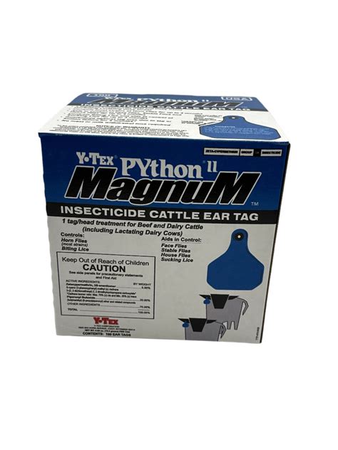 Python Magnum Insecticide Cattle Ear Tag Synergized Blue Maddock Ranch Supply