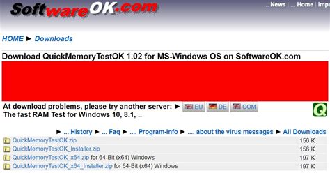 免費小巧的記憶體檢測工具 Quickmemorytestok Unikos Hardware