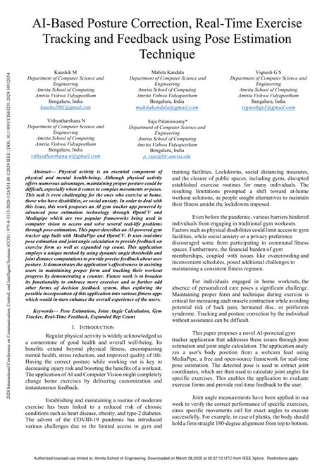 Pdf Ai Based Posture Correction Real Time Exercise Tracking And Feedback Using Pose
