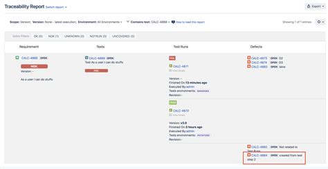 [xray 5658] in the traceability report test steps defect are not