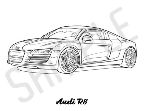 Audi R8 Coolest Car Adult Coloring Page Printable Coloring Pages
