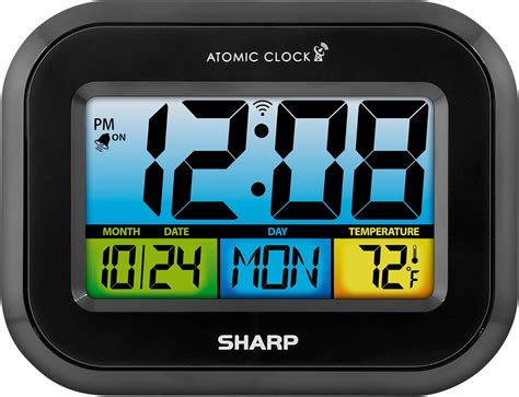 Sharp Atomic Digital Alarm Clock Battery Operated Self Setting Digital