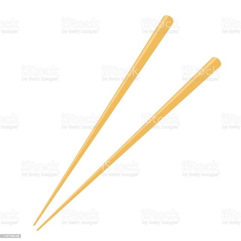 Food Chopsticks Simple Hand Drawn Vector Illustration Wooden