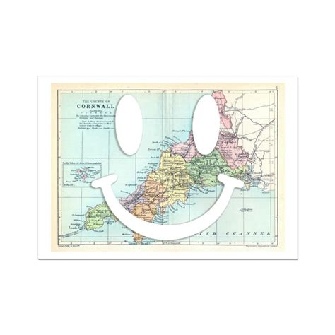 Map Print Of Cornwall Vintage Cornwall Map Beach House Art