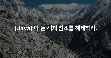 Java 다 쓴 객체 참조를 해제하라 박종훈 기술블로그