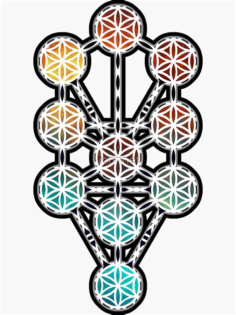 Tree Of Life With Flower Of Life Sacred Geometry Sticker By Johnnet Sacred Geometry Flower Of