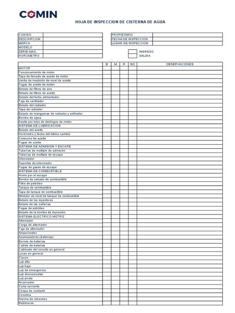 Inspección De Cisterna De Agua Pdf Ingeniería Mecánica Vehículos