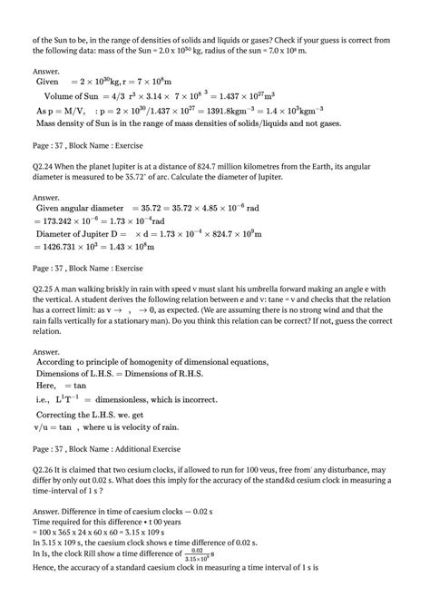 NCERT Solutions For Class Physics Chapter Units And Measurements Question Answer PDF