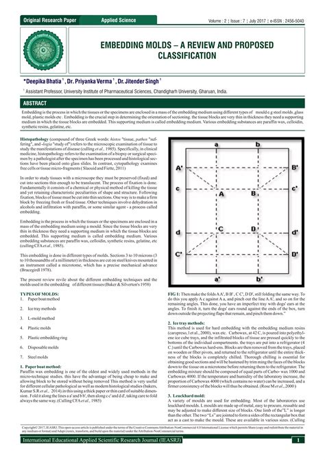 Embedding Molds A Review And Proposed Classification Pdf