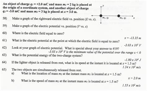 Solved An Object Of Charge Q1 20 Mc And Mass M1 2 Kg