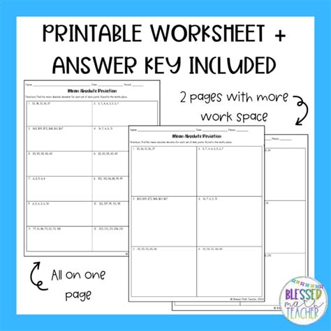 Mean Absolute Deviation Digital Activity Mystery Picture And Worksheet